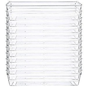 Kingrol 12 Pack Clear Drawer Organizers, Drawer Divider Storage Bins, Desk Storage Box Set for Kitchen Bedroom Bathroom Office Craft Supplies