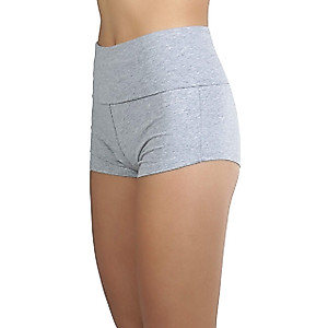 ToBeInStyle Women's Wide Waistband Rollover Yoga Shorts - Light Heather Grey - S
