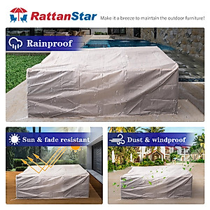 Patio Furniture Covers Outdoor Furniture Covers for Patio Furniture Waterproof Patio Set Cover fit for Patio Sectional Sofa Set Outdoor Dining Set, Khaki (83 x 83 x 28)