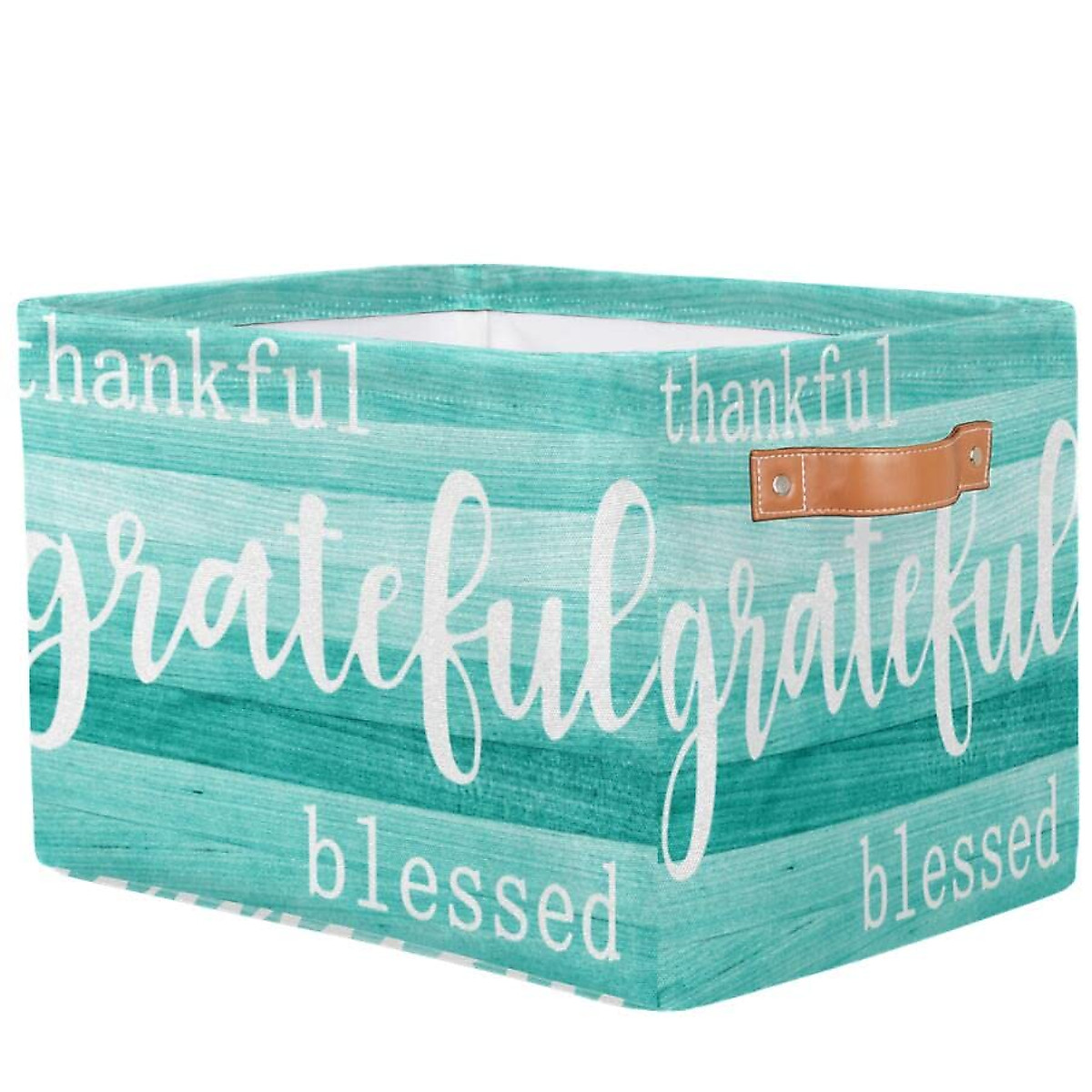 AUUXVA Teal Turquoise Green Wood Storage Bins Baskets Fabric Laundry Baskets, Storage Cube Boxes Organizer Bag Bin for Toy Organizing Book Storage Shelves Nursery Closet