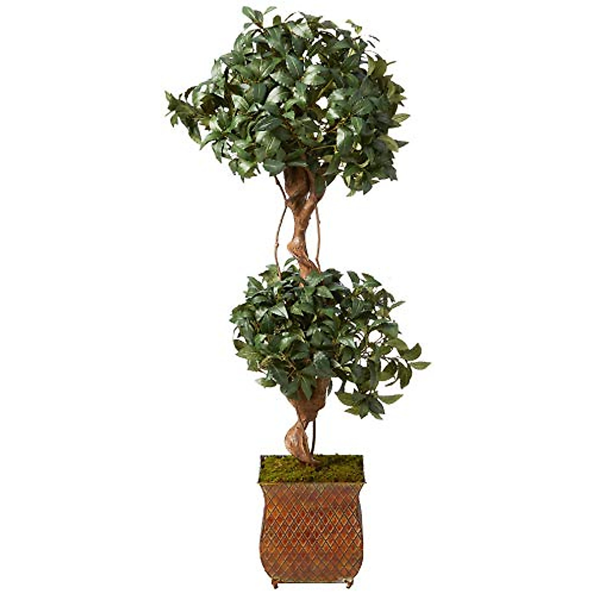 Nearly Natural 4.5’ Sweet Bay Double Topiary Artificial Tree, Green