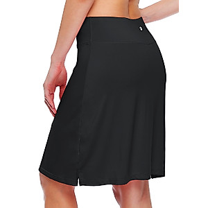 Willit Women's 20" Knee Length Skorts Skirts Golf Tennis Skirts Modest Athletic Casual Skorts with Pockets UV Protection Black M