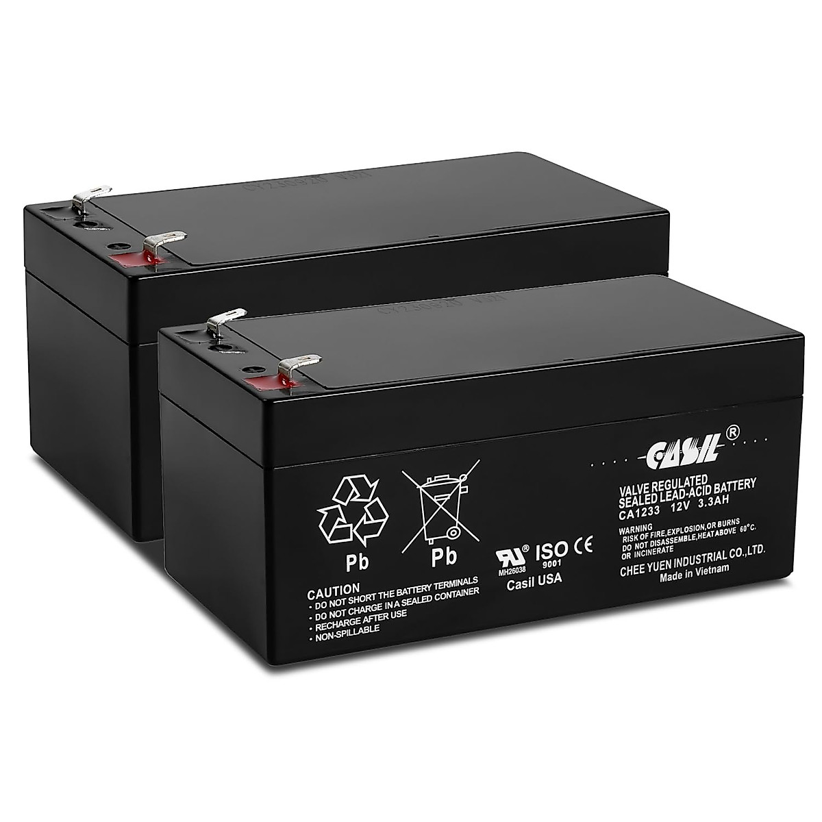 Casil 12V 3.3Ah Replacement Battery for Amstron AP1232 AP-1234 AP123 APC Back-UPS ES 350 ES BE325-CN/B ES BE350C / BE3 UPS ES350 BE350R BP3-12 ES3-12 PS-1230 PW1203 Long Batteries WP312 2 Pack