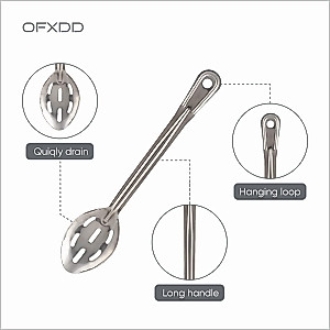 Slotted Serving Spoon with Holes for Draining - Perforated Serving Spoon of Stainless Steel with Long Handle for Strain Food (3)