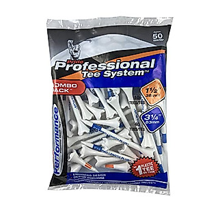 Pride Professional Tee System Plastic Golf Tees (Pack of 50), 40 Count 3-1/4-Inch + 10 Count 1-1/2-Inch,White