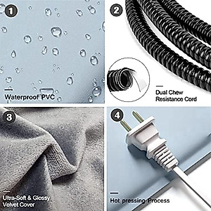 HAICHEN TEC Small Animal Heating Pad - Electric Pet Heated Mat Auto Temperature Control Waterproof Indoor House Heater Bed Blanket for Rabbits Ferret Chinchilla Guinea Pigs Puppy Kitten New Born Pet