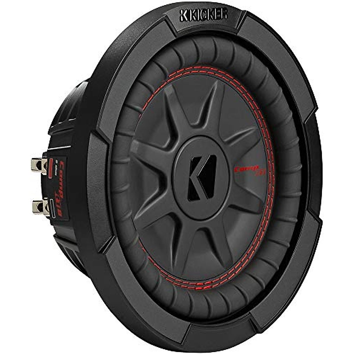 KICKER Subwoofer and Amp Package of 3 Items - 8" CompRT 600 Watt Max Sub, DS18 Class D 2-Channel Amplifier, and Complete 8AWG Wiring Kit