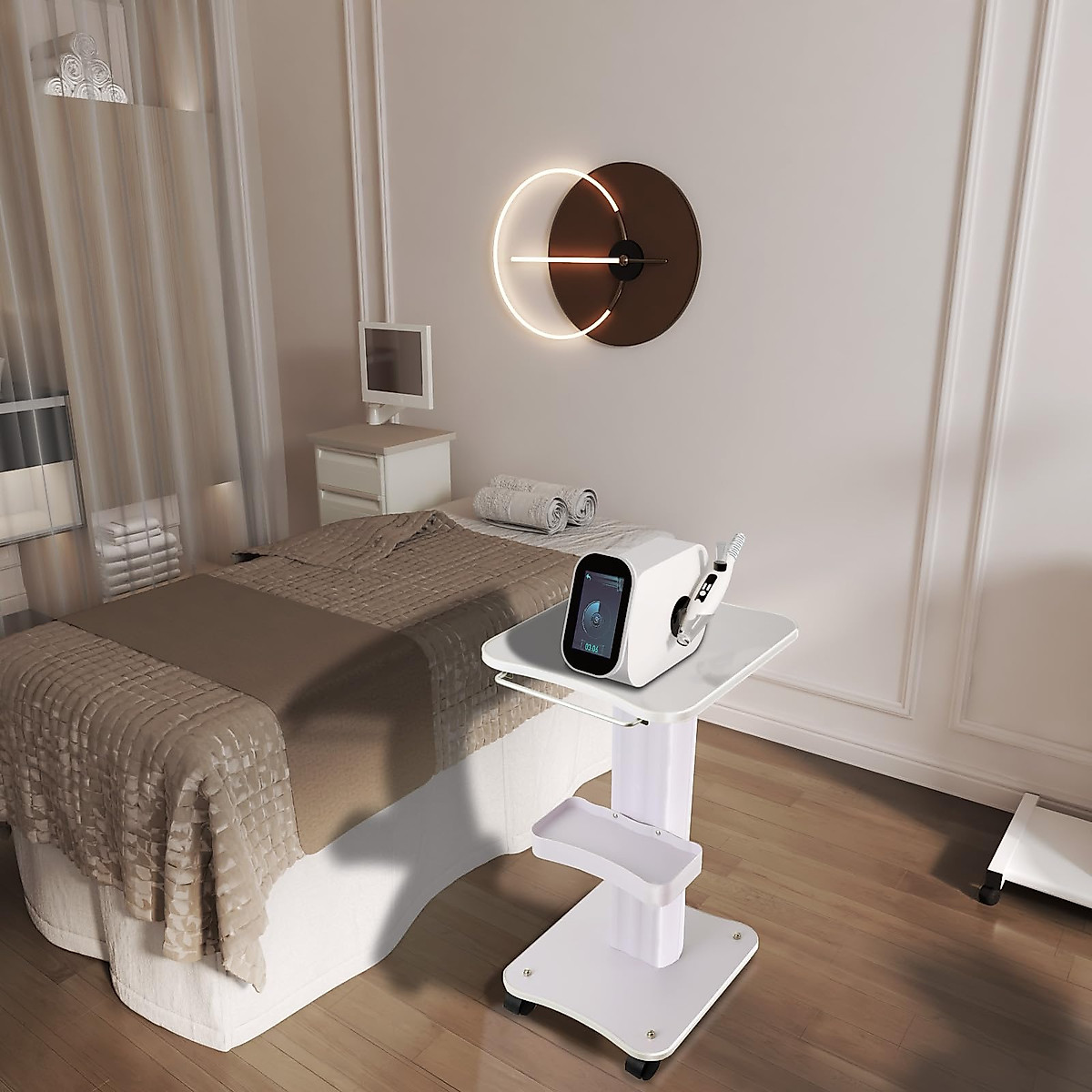 Cozyel Esthetician Cart, Trolley Cart with wheels, 3 Tier Beauty Rolling Cart, Trolley SPA, Adjustable Tattoo Table Work Station, Beauty Salon trolley cart, Salon Spa Rolling Trolley Stand Mobile Cart