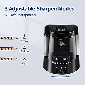 Electric Pencil Sharpener, Battery ( Not Included) USB Powered Small Portable for NO.2 and Colored Pencils, Automatic and Durable for Classroom, Home, Office, 3 Different Sharpness Options