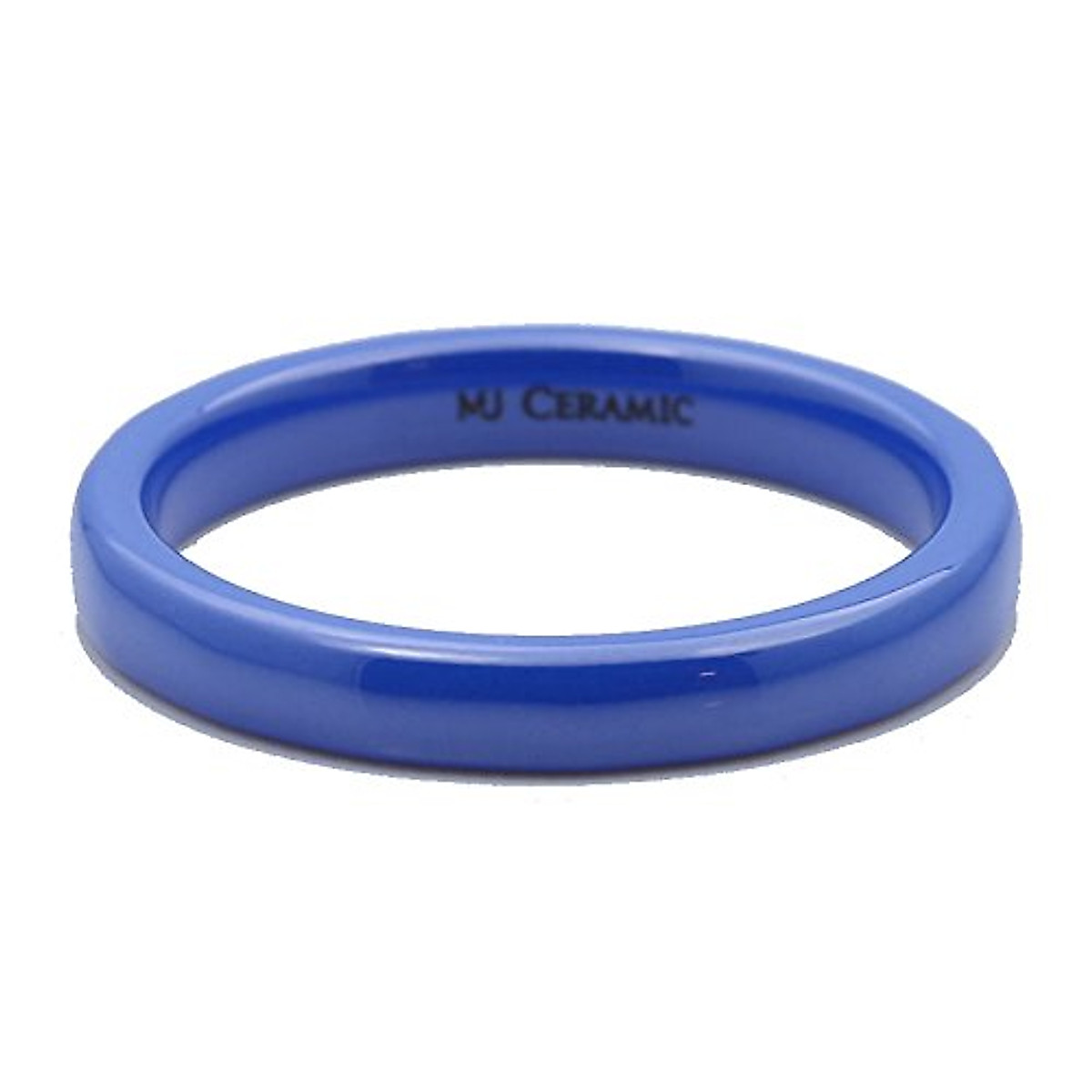 MJ Metals Jewelry Classic Blue Ceramic 3mm Wedding Band High Polish Comfort Fit Ring Size 9