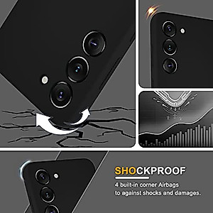 YENAPOON for Samsung Galaxy S23 Case and 2 Pack Tempered Glass Screen Protector, Slim Liquid Silicone Shockproof Protective Case - Black