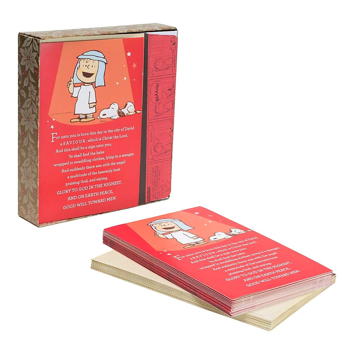 DaySpring - Peanuts That's What Christmas is All About Charlie Brown - 18 Premium Christmas Boxed Cards, KJV