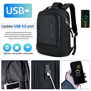 FENRUIEN Business Laptop Backpack for Men, Water Resistant 3-layer Protection Lightweight 15.6 Inch USB Day Pack