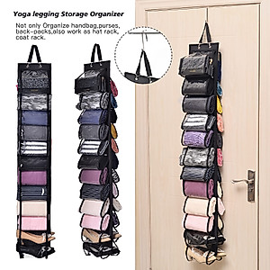Innvix Yoga Legging Storage Organizer-Space Saving Clothes Closets Roll Holder, Hanging Organizer Storage With 24 Roll Independent Compartments (Black)