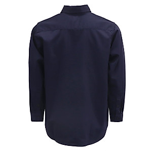 KONRECO FR Shirts for Men Long Sleeve Button Down Flame Resistant HRC2 Men's Welding Shirts Navy- Size XL