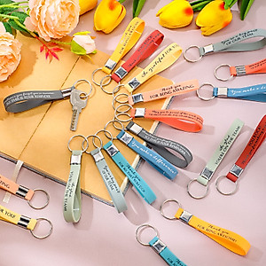 Roowest 50 Pcs Inspirational Gift for Women Silicone Keychain Employee Appreciation Gift Bulk Teacher Coworker(Elegant Color)