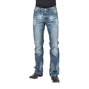 Stetson Men's 1014Rocker Fit Bootcut Jeans Blue 34W x 36L