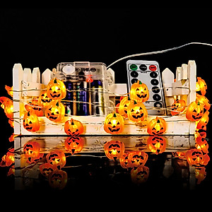 Halloween Decorations Outdoor, LED Pumpkin Lights, Battery Operated with Waterproof 8 Modes Twinkle Lights, for Halloween Party Home Garden Tree Porch Decoration