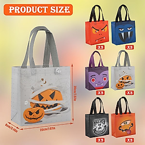 YHCHLHFF 18 Pcs Trick or Treat Bags Halloween Goodie Bags Reusable Non Woven Bags With Handles Halloween Candy bags Party Supplies