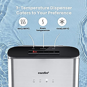 Comfee UV self-cleanning Bottleless Water Cooler, Quick Cooling Water Dispenser with 3 Temperature Settings, Safety Child Lock, Stainless Steel