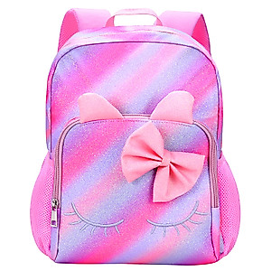 Gormlaith Backpack for Girls, Unicorn Rainbow Kids Backpack, Lightweight Cute Toddler School Backpack, Pink Book Bags for Girls, Kindergarten Preschool Backpack for Girls, Lunch Box Carry Bag