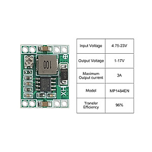 MECCANIXITY DC-DC Buck Converter Voltage Regulator MP1484EN 4.75-23V to 1-17V 3A Green for RC Airplane Power Adjustment Pack of 4