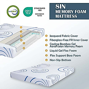 Dyonery California King Size 8 Inch Bamboo Charcoal Memory Foam Mattress, Fiberglass Free Cooling Gel Bed Mattress in a Box, CertiPUR-US Certified, Made in USA, 80" × 76", Medium