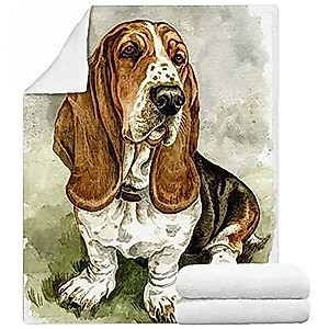 Basset Hound Dog Blanket Throw Blankets Soft Portable Blankets Twin, Travel Size for Men Women-Summer Spring Fall for Home Living Room, Bedroom, Couch, Patio Housewarming Gifts 60x50 in