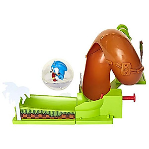 Sonic The Hedgehog Pinball Green Hill Zone , Track Play Set, 9 Piece, with Looping Action & Automatic Bumper Exclusive Sonic Sphere Included, for Ages 3+