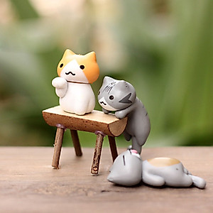 Mini Cute Cats Miniature Garden Micro Kitty Landscape Ornament Decorations Home Succulent Bonsai Plant Pots Craft Decor (Random Style)
