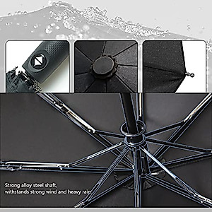 VIVIAN & TOMMY Travel Umbrella Windproof Auto Open Close Compact Folding Umbrella UV Protection Strong Steel Lightweight Portable for Women and Men (Black)