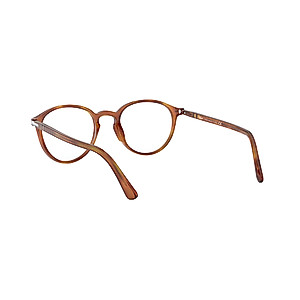 Persol PO3218V Round Prescription Eyewear Frames, Terra Di Siena/Demo Lens, 51 mm