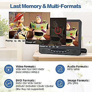 12" Portable DVD Player for Car with 1080P HDMI Input, FELEMAN Rechargable Car DVD Player Dual Screen with Full HD Digital Signal Transmission, Support USB, Last Memory(1 Player+1 Monitor)
