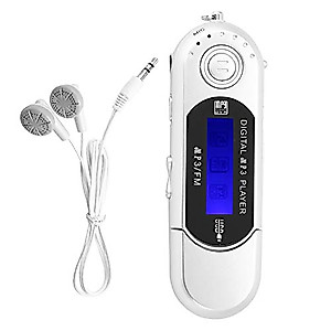 MP3 Players, Portable Music MP3 USB Player with LCD Screen FM Radio Voice Recorder Support 32GB TF Card(Silver)