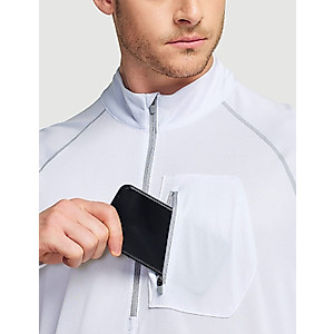 ATHLIO Men's Long Sleeve Athletic Shirts - Quick Dry, UV Sun Protection, 1/4 Zip Pullover Running Tops, 3-Pack Black/Carbon Grey/White, Large