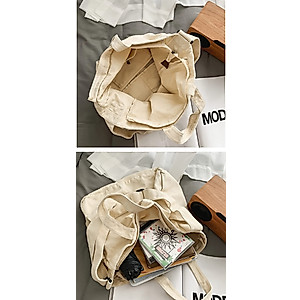 TUPIRIYN Women's Canvas Crossbody Bag Large Shoulder Bag Solid Color Casual Messenger Bag Travel Handbag Unisex (Black)