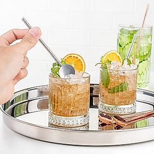 Restaurantware Bar Lux 5 Inch Spoon Straws 2 Food-Grade Reusable Cocktail Straws - Built-In Spoon Dishwashable Stainless Steel Cocktail Spoons For Drinking And Stirring
