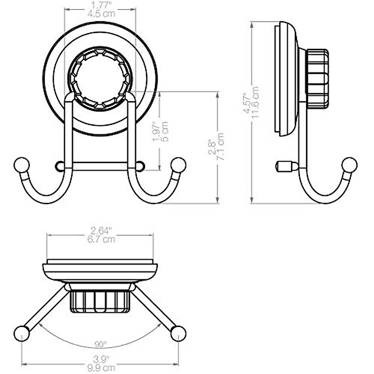 Stainless Steel Vacuum Hook, Super Suction Suction Cup,Suitable for Bathroom and Kitchen(Two Pieces) (Silver)