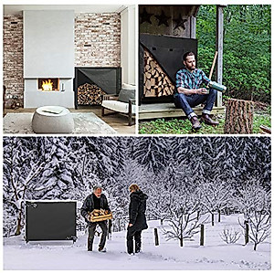 Globall 4ft Waterproof Log Rack Cover, Heavy Duty 600D Oxford Outdoor Firewood Storage Cover with Zipper and Hook Loop Tape