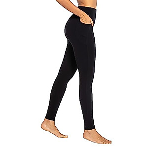 Sunzel No Front Seam Workout Leggings for Women with Pockets, High Waisted Compression Yoga Pants with Tummy Control 28" Black Medium