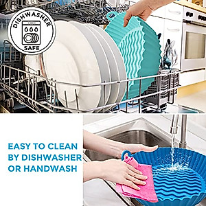 Air Fryer Silicone Liners, 7.5'' 3 to 6 QT Round Reusable Heat Resistant Air Fryer Silicone Liner Bowl Pots Basket Covers Accessories for Ninja COSORI Chefman GoWISE PowerXL Air Fryers Oven