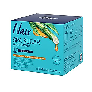 Nair Sugar Spa, Wax Free Sugar Waxing Kit for Women. Sugar Wax Kit for Hair Removal, Natural Ingredient Body Wax Hair Remover for Legs, Underarms, and Bikini Hair Removal, 250mL