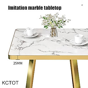 KCTOT Office Reception Round Table and Chair Set,High Density Sponge Cushion,Negotiation Table and Chair Set,Conference Room Table,Imitation Marble Wood Desktop (Color : A)