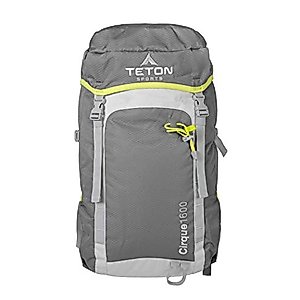 TETON Sports Cirque 1600 Backpack; Packable, Lightweight, Comfortable Daypack for Hiking and Travel; Overnight Bag,Grey, 22" x 15" x 6.75"