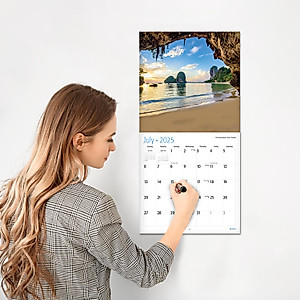 RED EMBER Beaches 2023 Hangable Monthly Wall Calendar | 12" x 24" Open | Thick & Sturdy Paper | Giftable | Beautiful Tropical Scenic Vacation Nature Photography