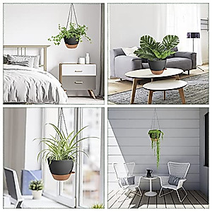 Vanslogreen 10 Inch Hanging Planter, 2 Pack Plant Hanger Indoor Outdoor, Self Watering Plant Pot Hanging Baskets Holder Plants with Drainage Holes & Removable Tray for Garden Home (Black)