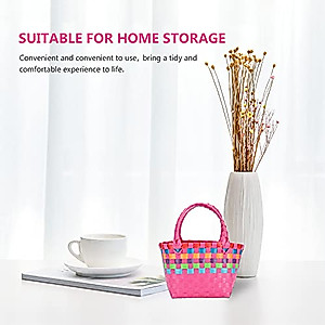 Cabilock Wicker Storage Basket Hand Woven Storage plastic shopping bag plastic baskets containers women beach bag Basket Beach Woven Baskets