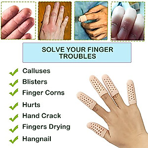 14 PCS Gel Finger Cot Medium Finger Caps Silicone Fingertips Protection - Finger Protectors Great for Trigger Finger, Finger Arthritis, Finger Cracking and Other Finger Pain Relief