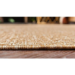 Unique Loom Outdoor Modern Collection Area Rug - Links (8' x 11' 4" Rectangle, Light Brown/ Brown)