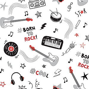 Lambs & Ivy Rock Star Musical Instruments 100% Cotton Fitted Crib Sheet - White